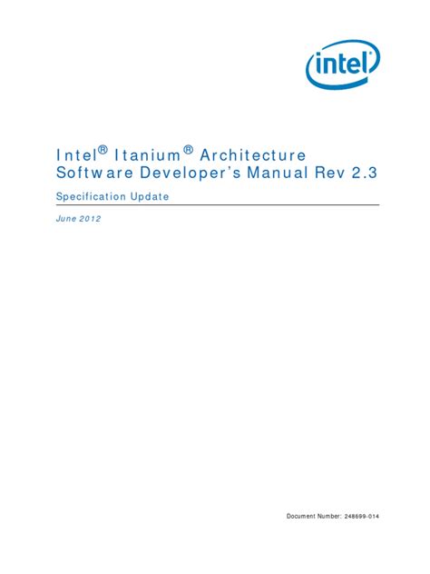 Itanium Architecture Software Developers Manual Spec Update Download