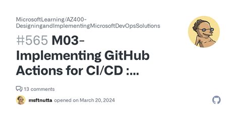 M03 Implementing Github Actions For Cicd Github Actions Cant Find