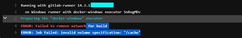 Failed To Remove Network For The Build Job Failed Error Invalid