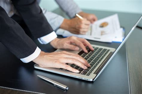 Premium Photo Close Up Asian Businessman Using Laptop Computer