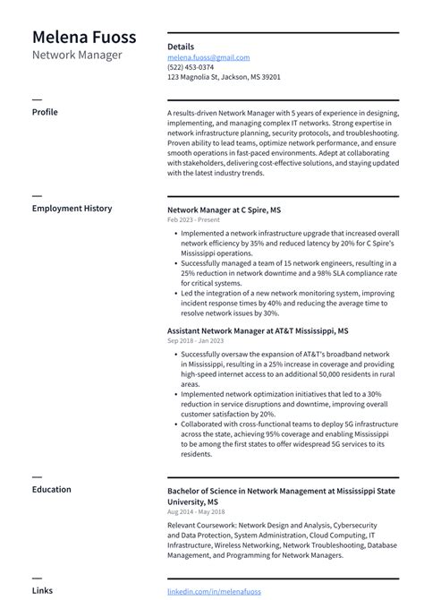 Top 16 Network Manager Resume Objective Examples ResumeCat
