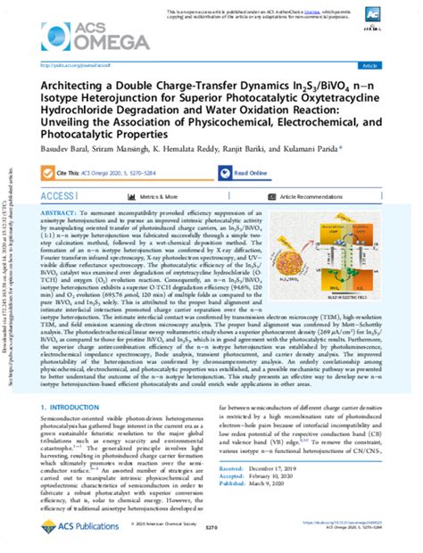 Pdf Architecting A Double Charge Transfer Dynamics In 2 S 3 Bivo 4 N