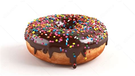 Large Chocolate Glazed Donut Adorned With Vibrant Sprinkles 3d Rendered