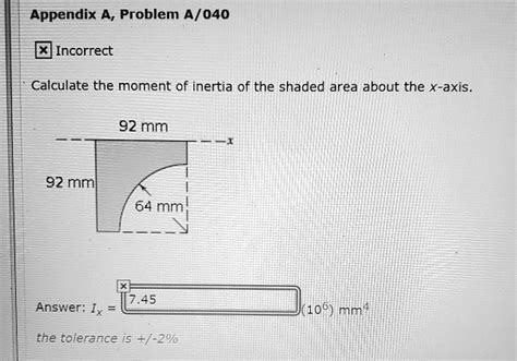 solved appendix a problem a 040 incorrect calculate the moment of