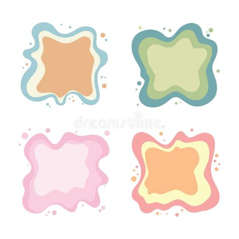 Set Of Colorful Pastel Abstract Organic Water Fluid Liquid Blob Shape Background Stock