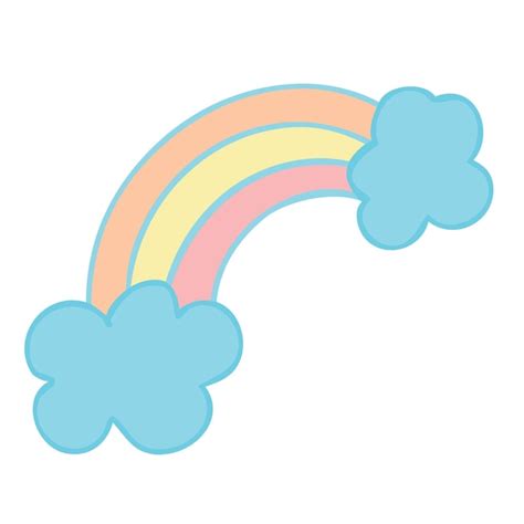 Lindo arco iris con nubes en estilo de dibujo ilustración vectorial