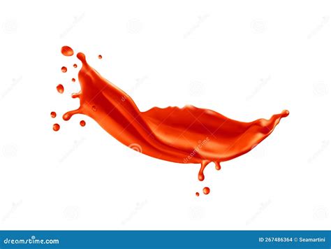 Ketchup Tomato Sauce Red Paint Realistic Splash Stock Vector