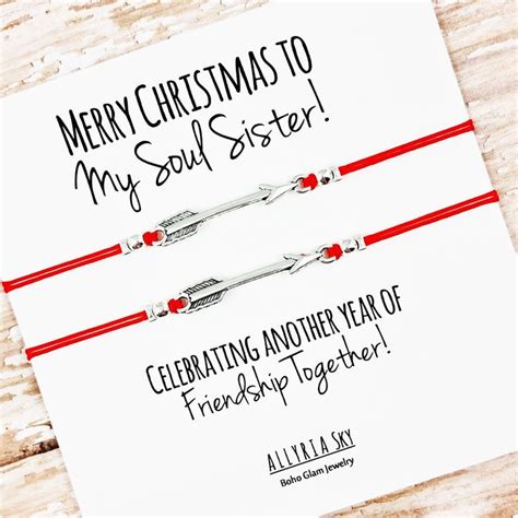 Set Of Two Friendship Bracelets With Merry Christmas To My Soul Sister