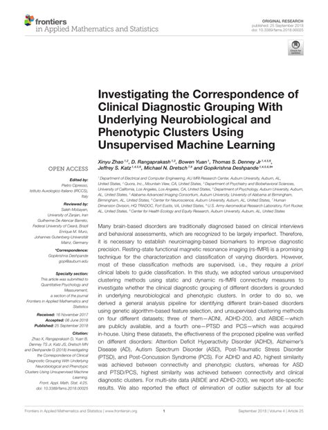 Pdf Investigating The Correspondence Of Clinical Diagnostic Grouping With Underlying