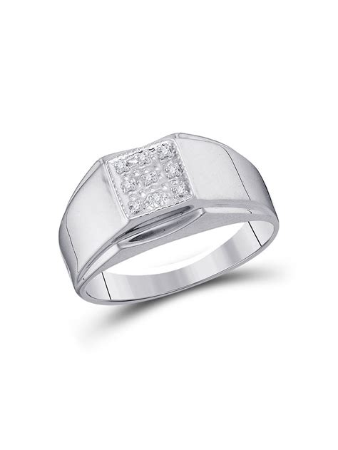 Sterling Silver Mens Round Diamond Square Cluster Ring 03 Cttw