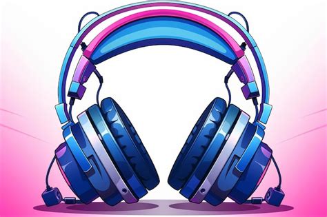 Headphones Flat Design Front View Gaming Setup Theme Cartoon Drawing