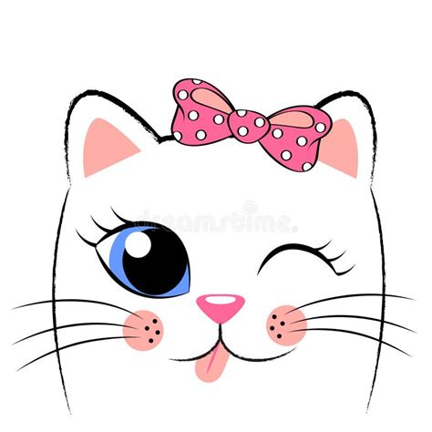 Cute White Kitten With Pink Bow Girlish Print With Kitty For T Shirt
