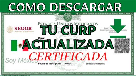 Cómo obtener tu nueva CURP certificada y verificada en línea YouTube