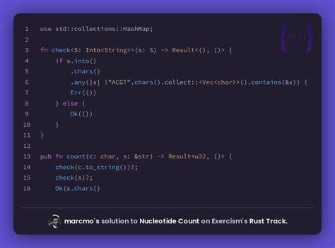 Marcmos Solution For Nucleotide Count In Rust On Exercism