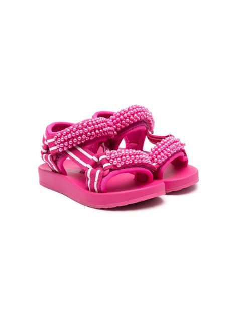 Monnalisa Beaded Touch Strap Sandals Pink Farfetch