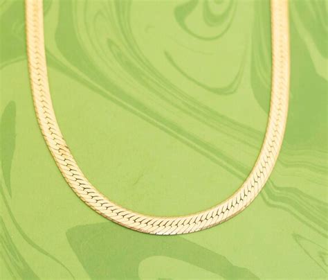 Vintage Herringbone Gold Tone Chain Necklace 20 Inch Gem