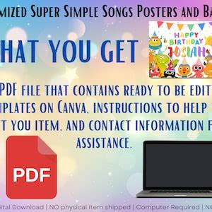 Super Simple Songs Birthday Poster Editable Canva Template Digital