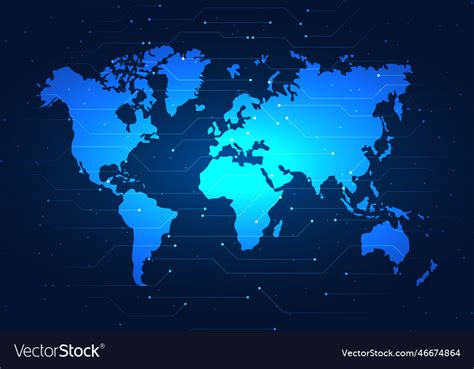 Technology Background World Map That Connects Vector Image