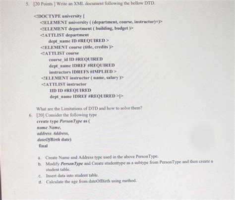solved 5 [20 points] write an xml document following the