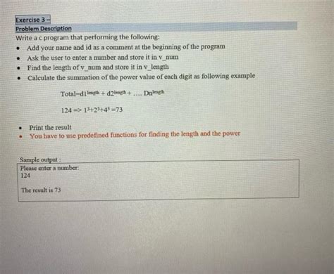 Solved Exercise 3 Problem Description Write A C Program That