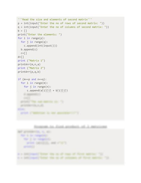 SOLUTION MATRIX OPERATIONS IN PYTHON Studypool
