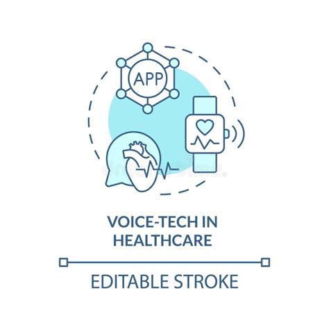 2d Voice Tech In Healthcare Thin Line Blue Icon Concept Stock Vector Illustration Of Care
