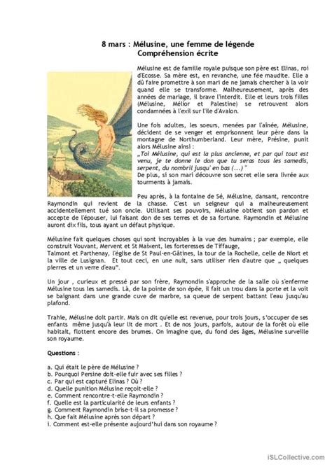 Mars M Lusine Une Femme De L Gen Fran Ais Fle Fiches Pedagogiques