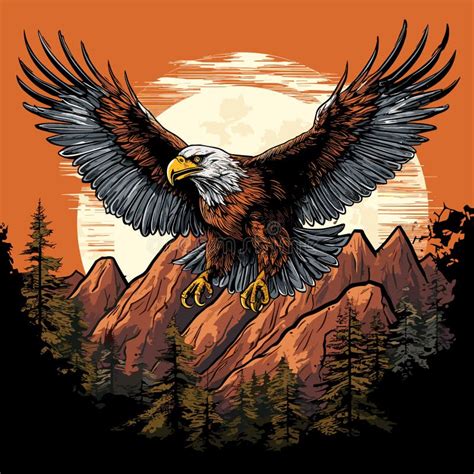 American Eagle In Vector Art Style Stock Illustration Illustration Of