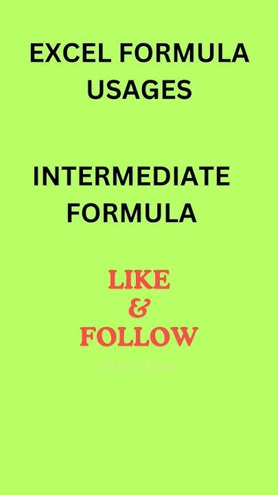 Excel Formula Usages Intermediate Formula Shorts Shortsfeed Short Youtubeshorts Ytshorts