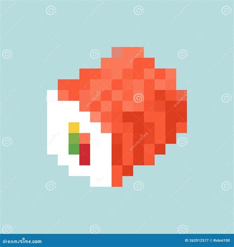 Sushi Rolls Pixel Art Isolated 8 Bit Traditional Japanese Food Stock