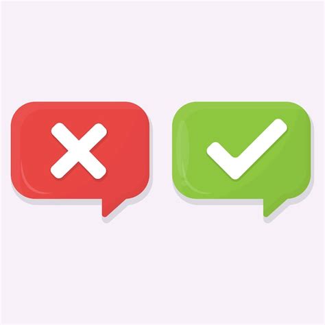 아이콘 세트의 체크 표시 십자 표시 프리미엄 벡터