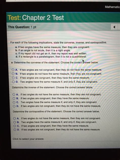 Solved For Each Of The Following Implications State The Chegg