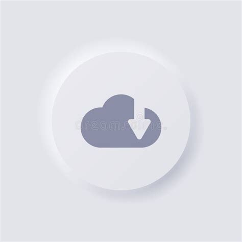 Cloud Download Icon White Neumorphism Soft Ui Design Stock Vector