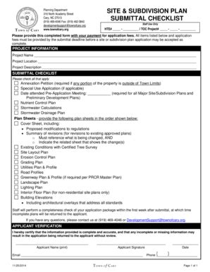 Fillable Online Townofcary Site Plan Submittal Checklist FINAL