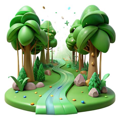 Vibrant Abstract Green Forest Path Isolated High Resolution 60775356 Png