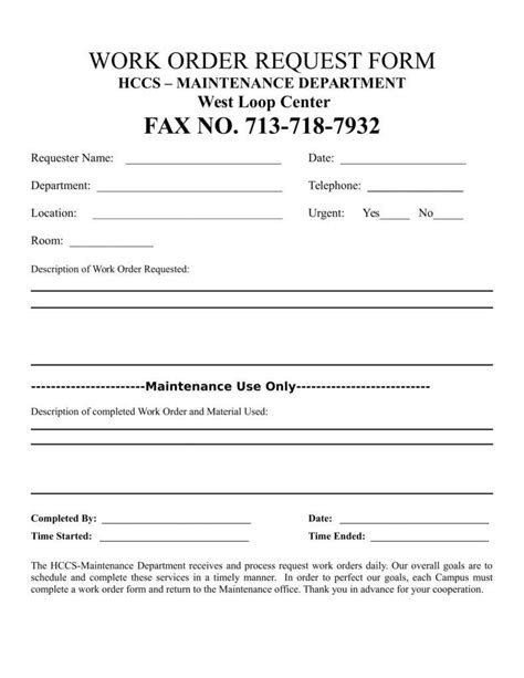 Service Request Form Template Word