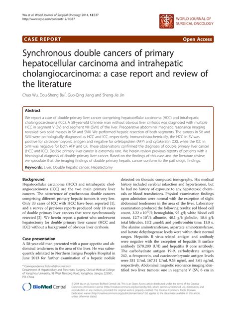 Pdf Synchronous Double Cancers Of Primary Hepatocellular Carcinoma
