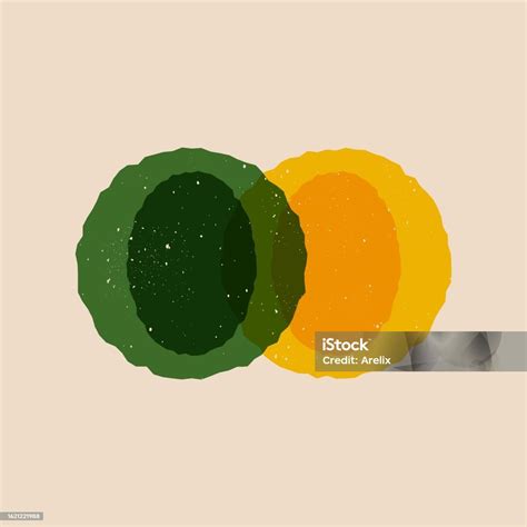 기하학적 현대 둥근 모양 리소그래프 최소한의 추상적 인 원 이중 톤 오버레이 Riso 인쇄 효과 벡터 그림 0명에 대한 스톡 벡터 아트 및 기타 이미지 Istock