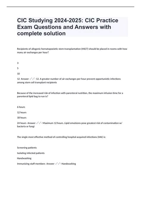 CIC Studying CIC Practice Exam Questions And Answers With Complete Solution CIC Stuvia US