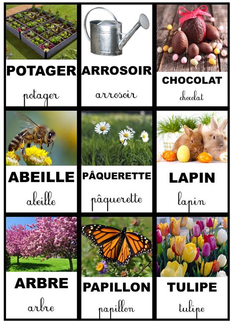 Cartes De Nomenclature Printemps