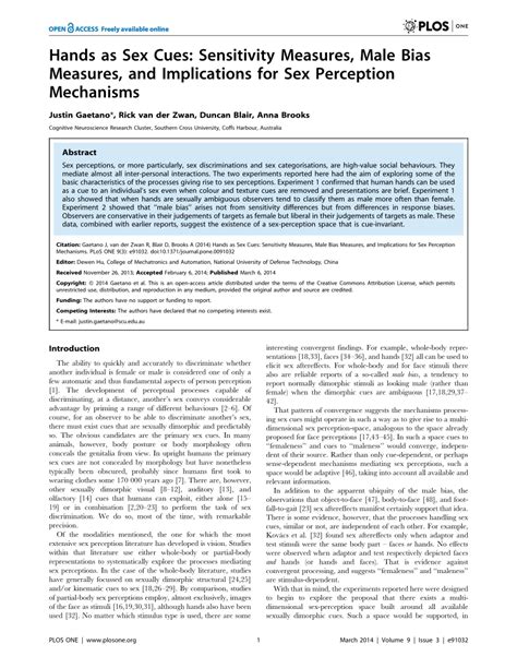 Pdf Hands As Sex Cues Sensitivity Measures Male Bias Measures And