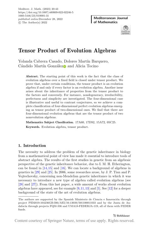 Pdf Tensor Product Of Evolution Algebras