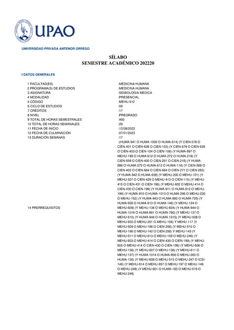 Silabo Semio 2022 02 Universidad Privada Antenor Orrego I Datos