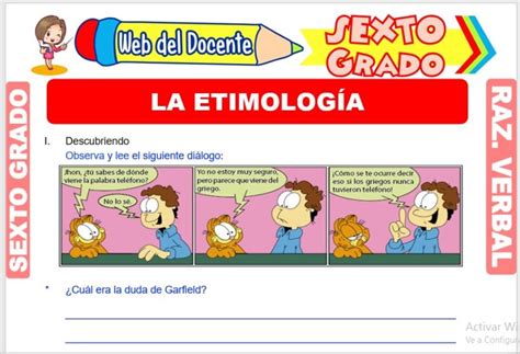 La Etimología Para Sexto Grado De Primaria Web Del Docente