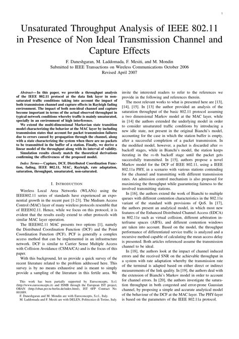 Pdf Unsaturated Throughput Analysis Of Ieee 80211 In Presence Of Non