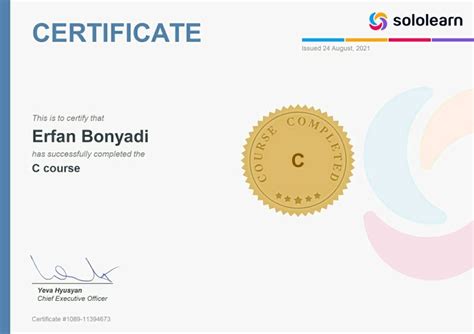 Erfan Bonyadi On Linkedin Just Got My C Programming Certificate From