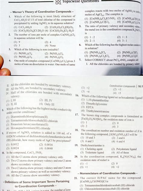 Neet Coordination Compounds Pdf
