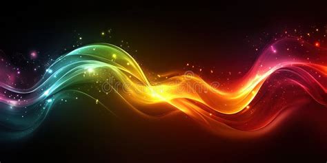 Colorful Abstract Waves Of Light Create A Vibrant Visual Display In A Dark Background Stock