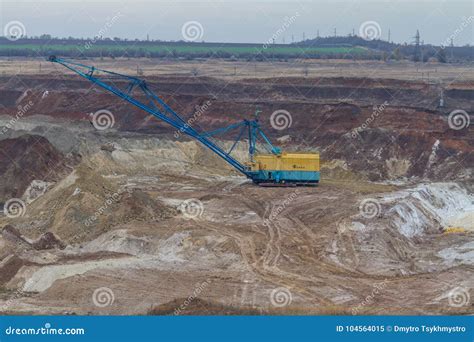 A Powerful Dragline Excavator Works In A Clay Quarry Stock Image
