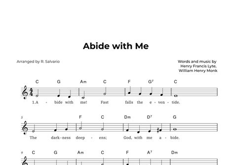 Abide With Me Key Of C Major Arr R Salvario By Henry Francis Lyte